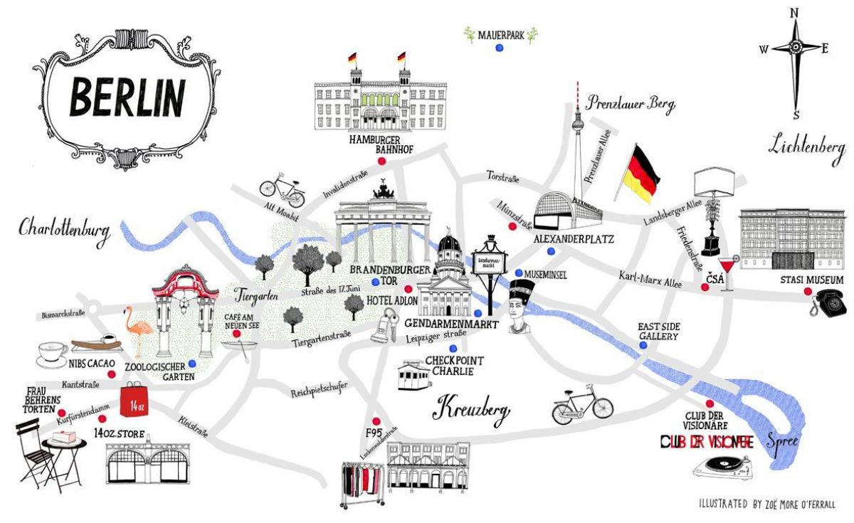 Berlín cosas que hacer mapa - Mapa de berlín cosas para hacer (Alemania)